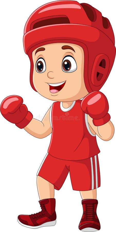 Cartoon Little Boy Training Boxing Stock Vector - Illustration of ...