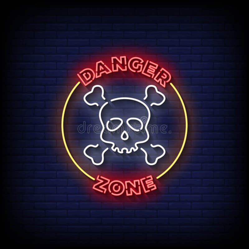 Danger Zone Neon Signs Style Text Vector Stock Vector - Illustration of ...