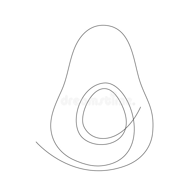 Avocado Fruit Continuous Line Art. Hand Drawn Half Avocado Stock Vector ...