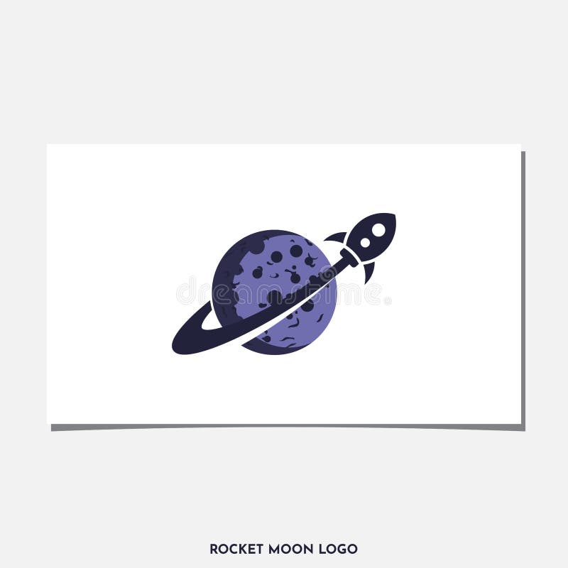 Rocket and moon logo stock vector. Illustration of spacecraft - 243109814
