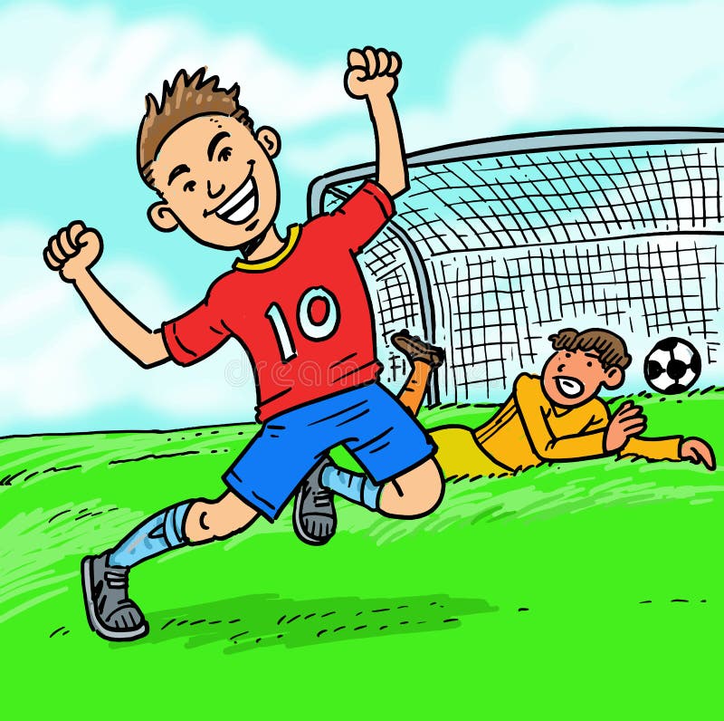 Kid Boy of Football Player Scored a Goal. Stock Vector - Illustration ...