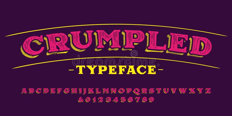 Crumpled Alphabet Font. Hand Drawn Letters and Numbers Stock Vector ...