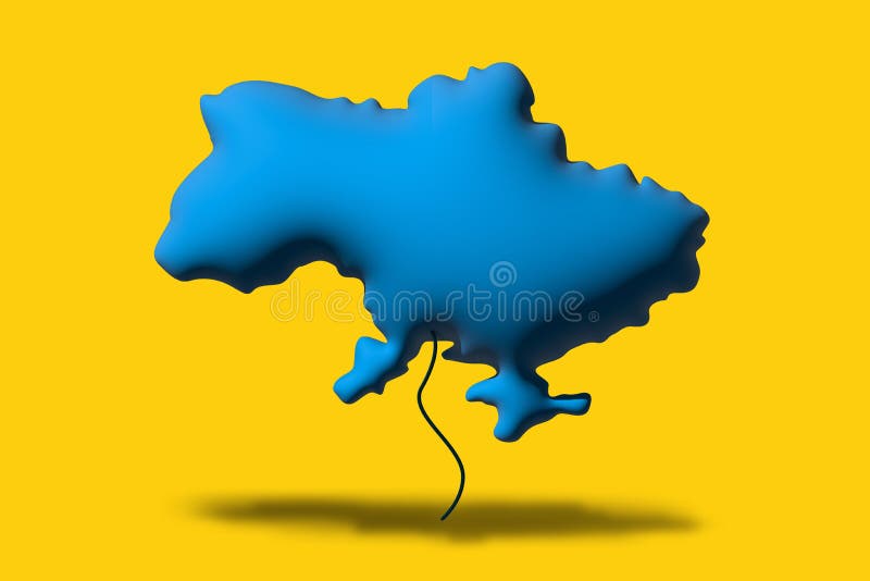 Ukraine Territory 3d Shape in Blue Color Over Yellow Background. Stock ...
