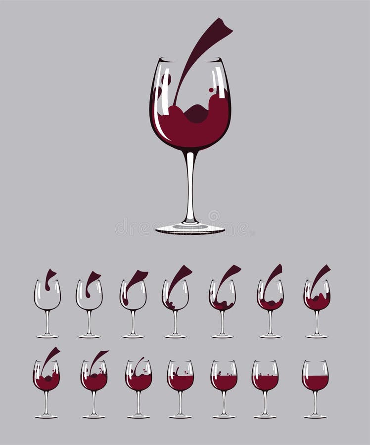Glass Wine Pouring Animation Sequence Vector Illustration Graphic ...