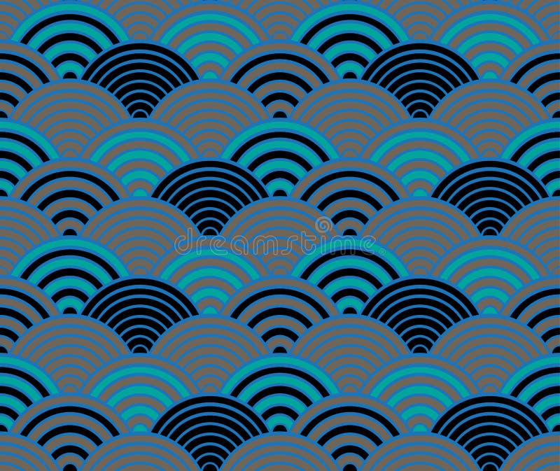 Blue and Turquoise Seigaiha Japanese Wave Pattern. Stock Vector ...