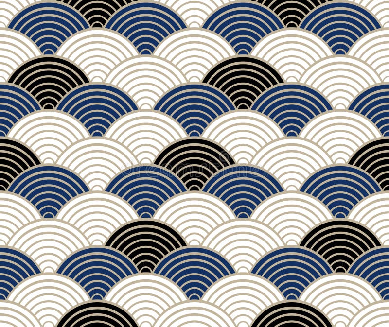 Seigaiha Japanese Wave Motif Contemporary Vector Pattern. Stock Vector ...