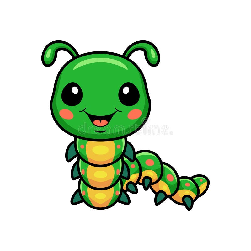 Cute Little Caterpillar Cartoon Character Stock Vector - Illustration ...