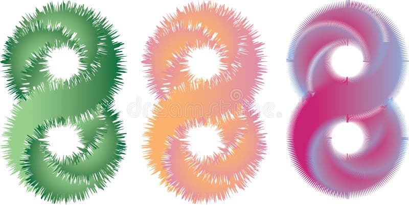 Symbolic Numbers EightÑ– Three Forms. Stock Vector - Illustration of ...