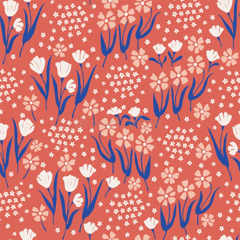 Vector Ditsy Flower Illustration Seamless Repeat Pattern Stock Vector ...