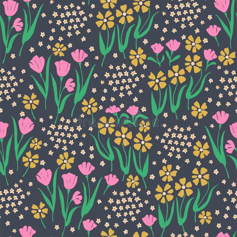 Vector Ditsy Flower Illustration Seamless Repeat Pattern Stock Vector ...
