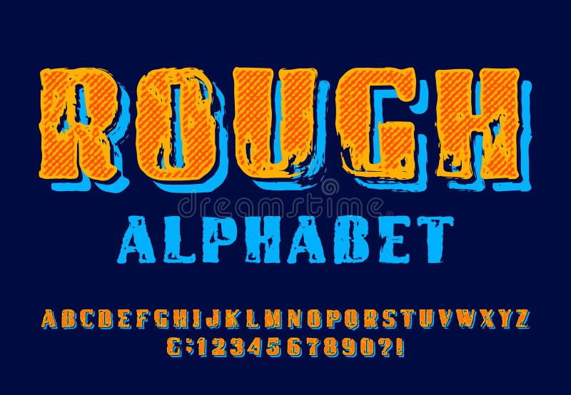 Rough Alphabet Font. Messy Letters and Numbers Stock Vector ...