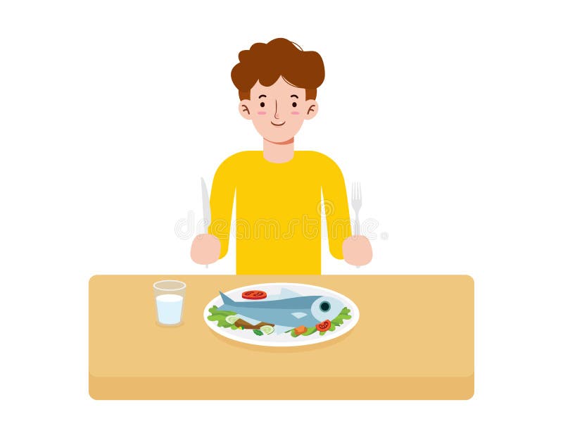 Man Eating Fish Clipart
