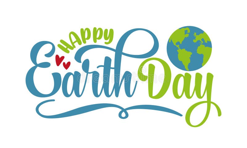 Happy Earth Day - Modern Caligraphy with Planet Earth Stock Vector ...
