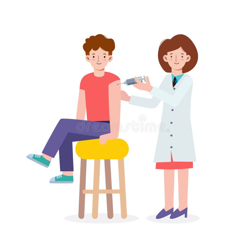 Doctor Female Gives an Intramuscular Injection in Male Arm Healthcare ...