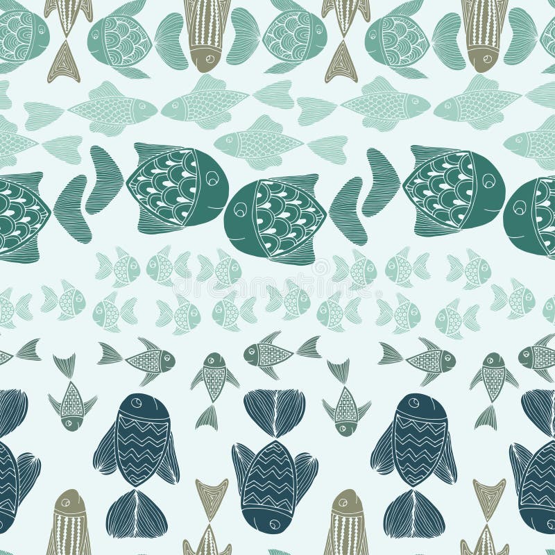Classic Fish Illustration Collection Seamless Patterns Stock ...