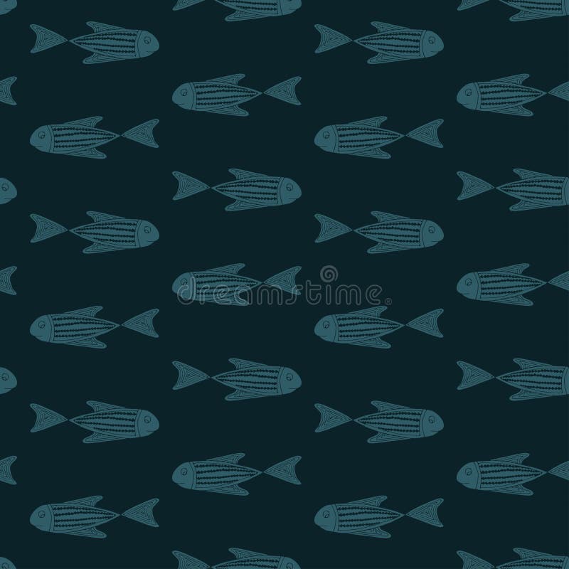 Classic Fish Illustration Collection Seamless Patterns Stock Image ...