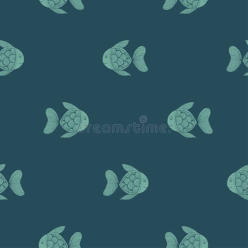 Classic Fish Illustration Collection Seamless Patterns Stock Image ...
