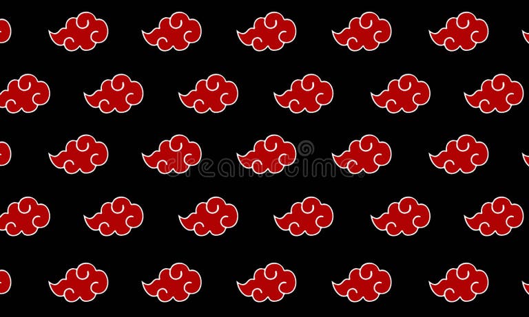 Abstract Seamless Red Cloud Pattern on Black Background. Stock Vector ...