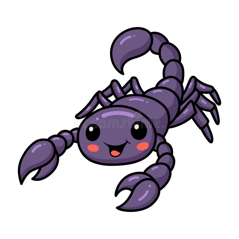 Cute Purple Scorpion Cartoon Character Stock Vector - Illustration of ...
