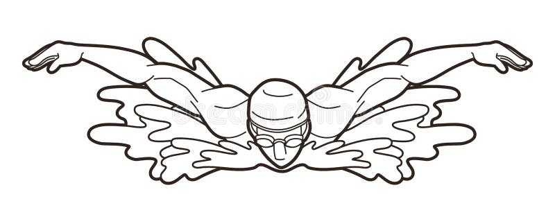 Swimming Sport Male Swimmer Action Cartoon Graphic Vector Stock Vector ...