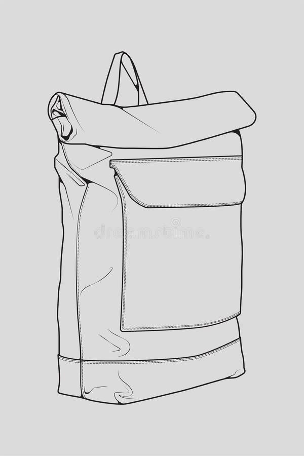 Sketch of a Rucksack. Backpack Isolated on White Background. Vector ...