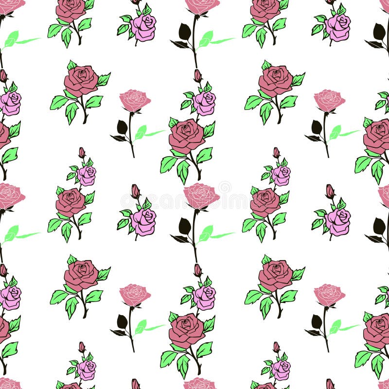 Pacific Pink Rose Flower Seamless Pattern, Vector Seamless Pattern of ...
