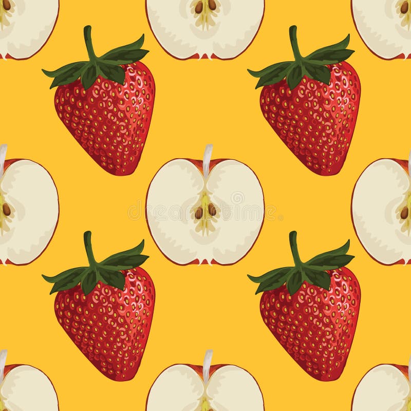 Fruits Drawing Seamless Background Stock Vector - Illustration of ...