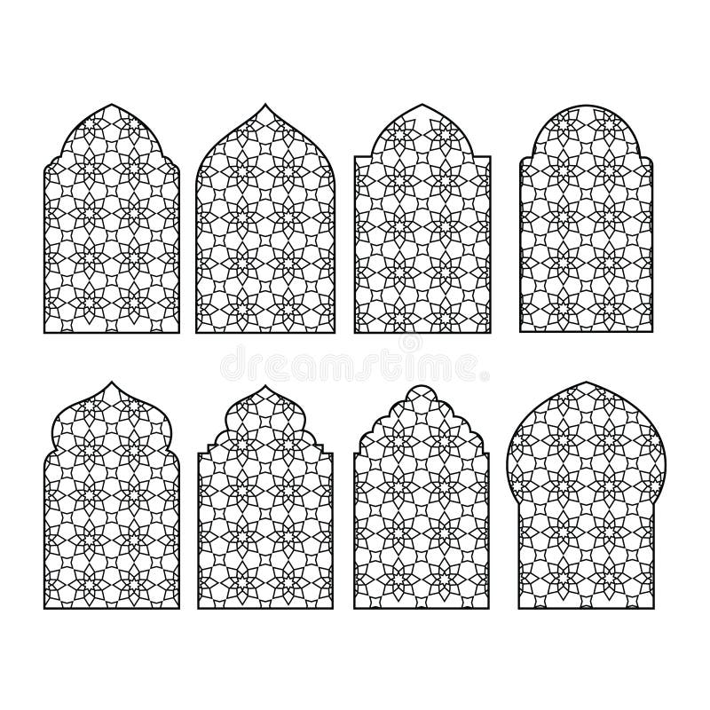 Various Types of Arabic Windows with Ornaments Stock Vector ...