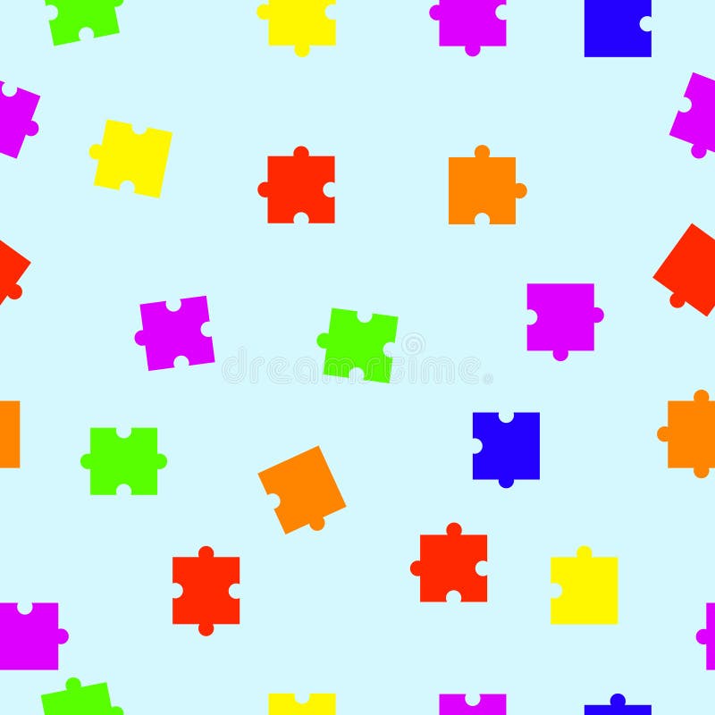 Seamless Colorful Jigsaw Puzzle Pattern Stock Vector - Illustration of ...