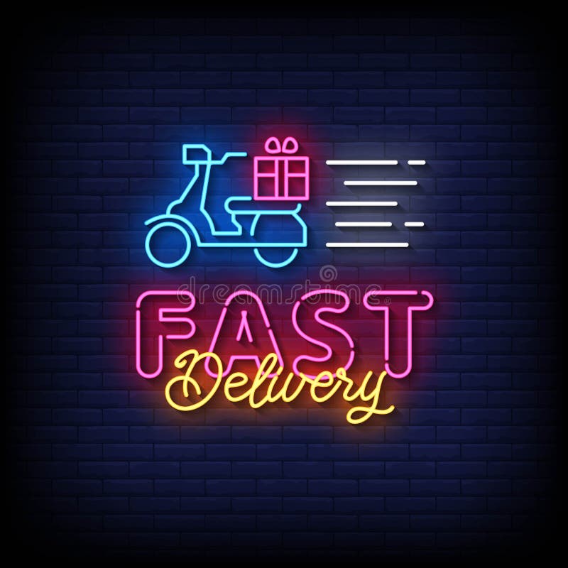 Fast Delivery Neon Signs Style Text Vector Stock Vector - Illustration ...