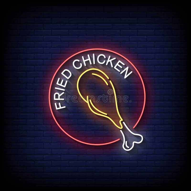 Fried Chicken Neon Signs Style Text Vector Stock Vector - Illustration ...