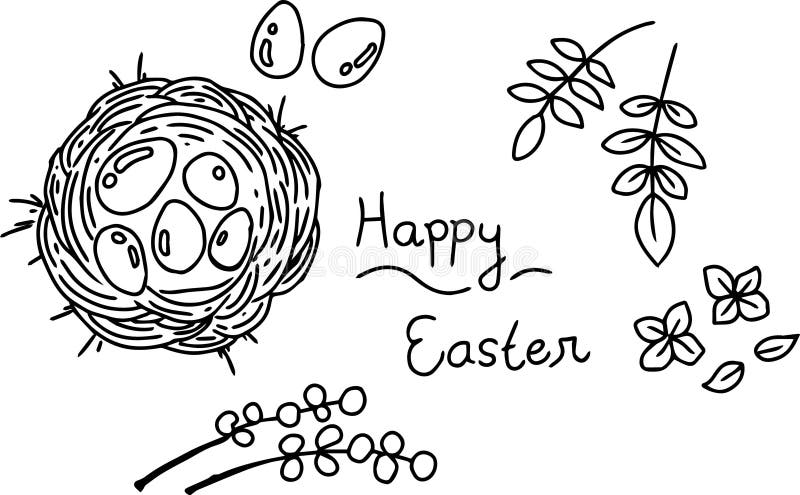 Design Vector Outline Happy Easter Day Stock Vector - Illustration of ...