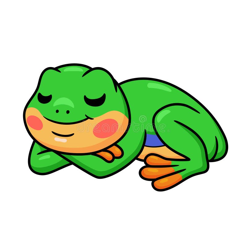 Cute Little Frog Cartoon Sleeping Stock Vector - Illustration of little ...