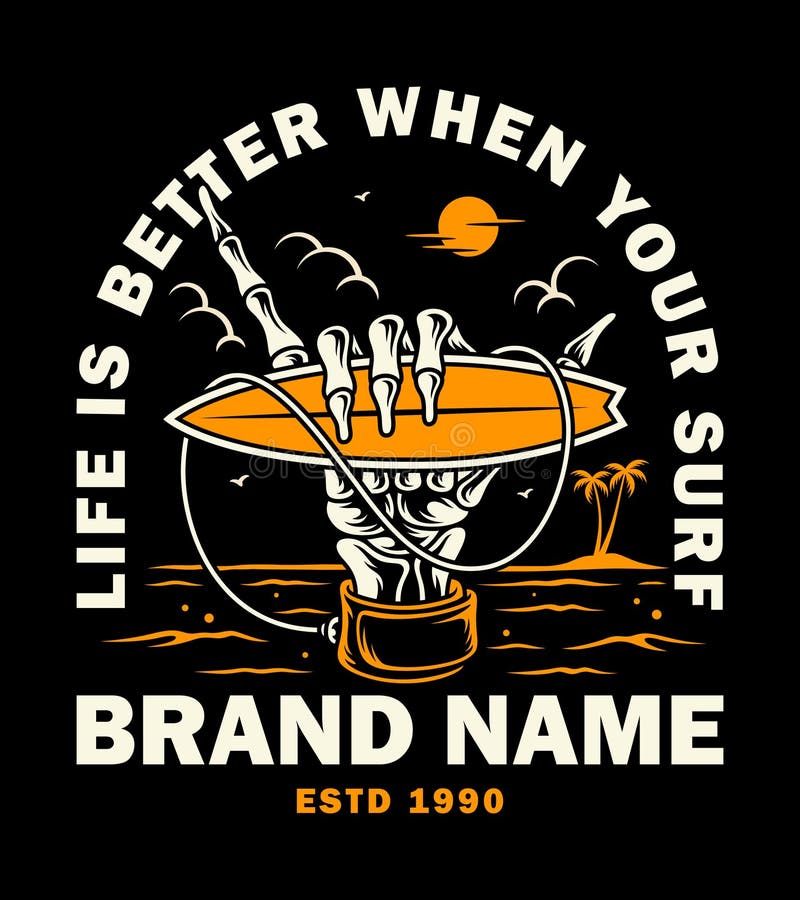 Skeleton of Hands Forming a Shaka Symbol while Holding a Surfboard ...