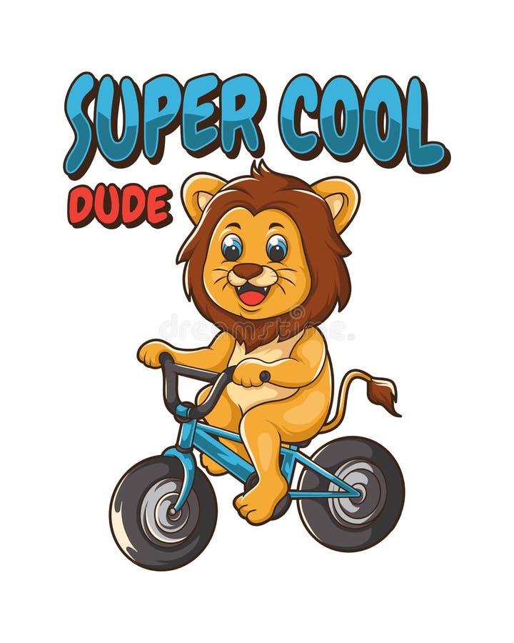 Vector Illustration Cute Lion Riding a Bicycle Stock Vector ...
