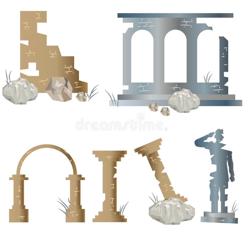 City Ruins Landscape Design Elements Vector Illustration Stock Vector ...