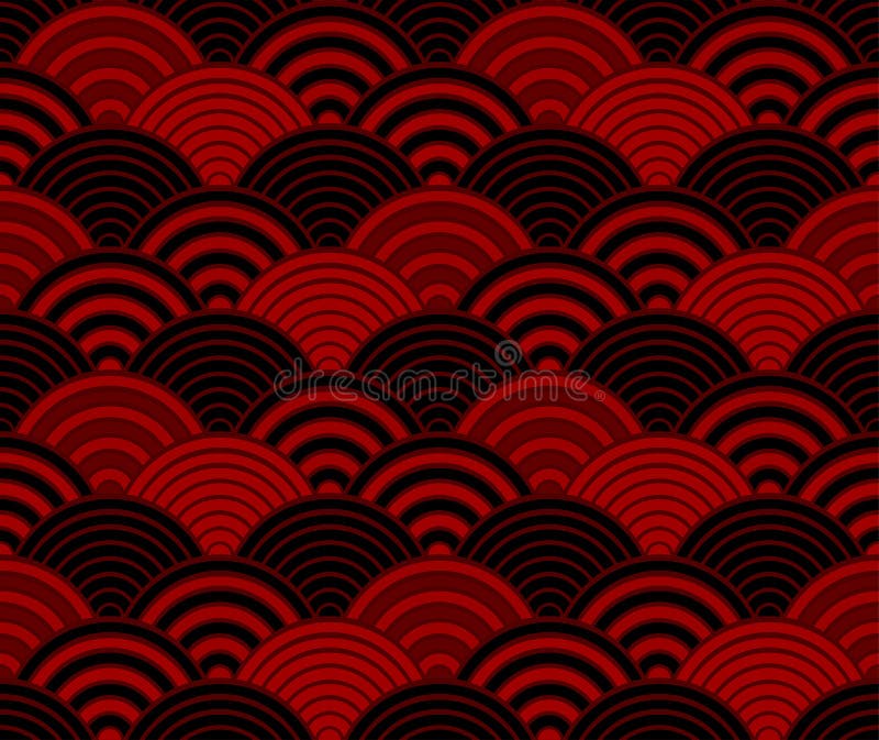 Red and Black Seigaiha Japanese Decorative Wave Pattern. Stock Vector ...
