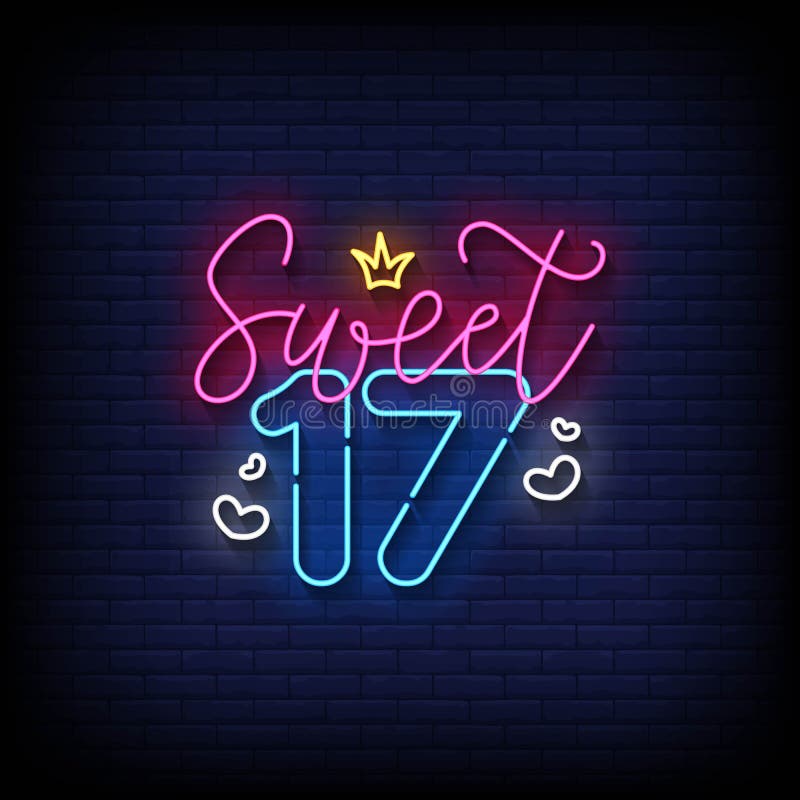 Sweet Seventeen Neon Signs Style Text Vector Stock Vector ...