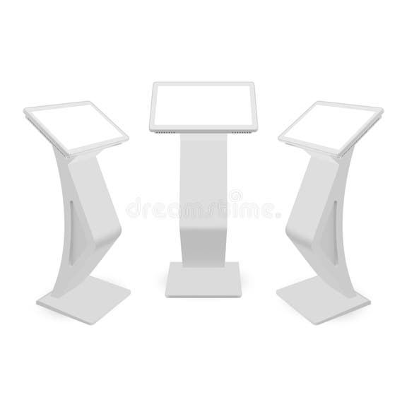 Touch Screen Information Kiosks, Front and Side View Stock Vector ...