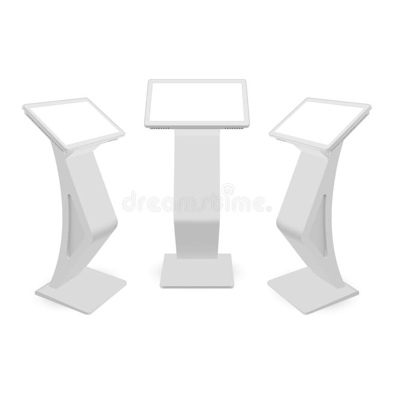 Touch Screen Information Kiosks, Front and Side View Stock Vector ...