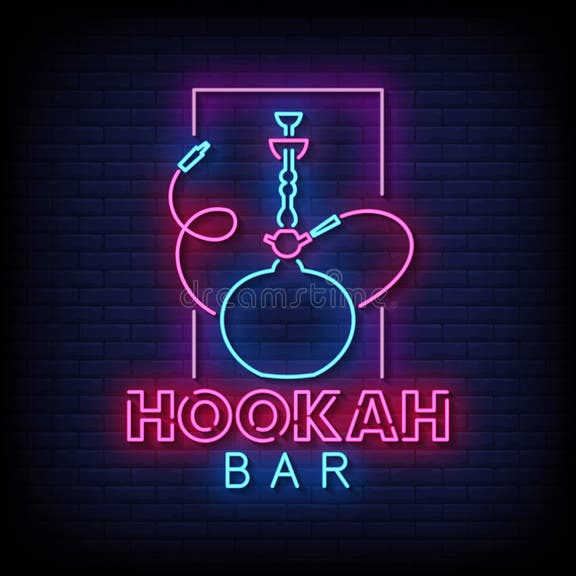 Hookah Bar Neon Signs Style Text Vector Stock Vector - Illustration of ...