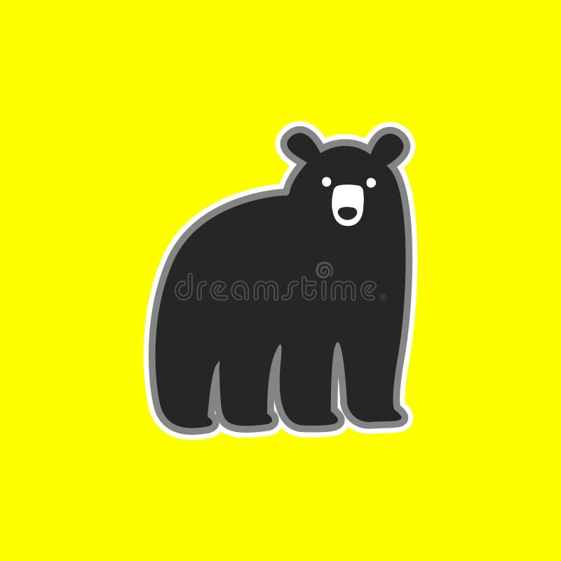 Black Cute Panda Sticker on Yellow Background Stock Vector ...