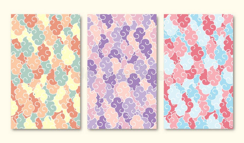 Abstract Seamless Red Cloud Pattern on Black Background. Stock Vector ...