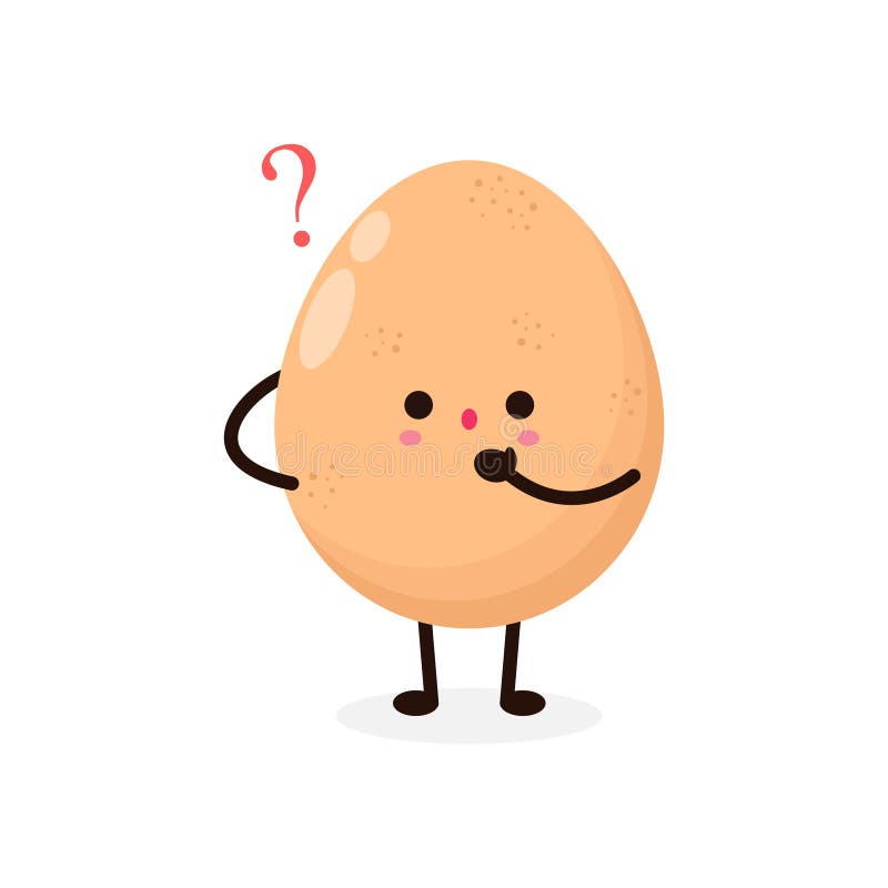 Funny Cartoon Cute Happy Chicken Egg with Question Marks, Icon Comic ...