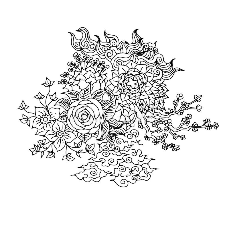 Design Vector Outline Flower Coloring Page. Design Painting Line Art ...