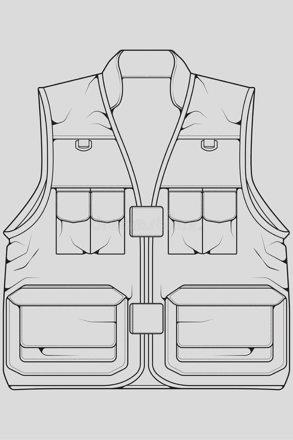 Chest Vest Bag Outline Drawing Vector, Chest Vest Bag in a Sketch Style ...