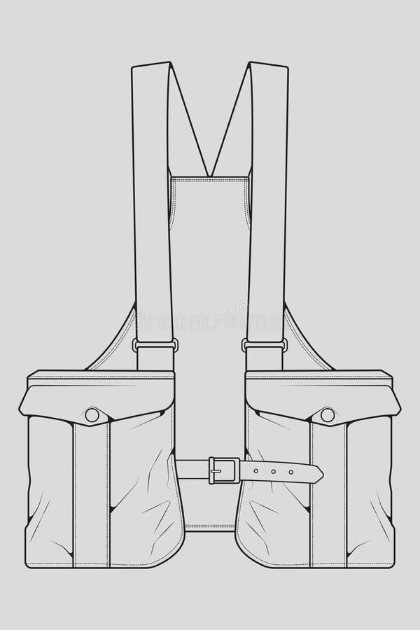 Chest Vest Bag Outline Drawing Vector, Chest Vest Bag in a Sketch Style ...