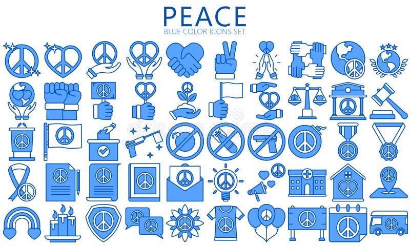 Peace and Human Rights Blue Color Icon Set Stock Vector - Illustration ...