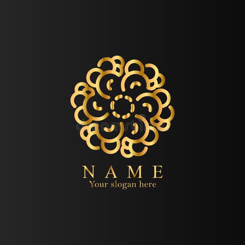 Gold Geometric Logo Template Design in Trendy Linear Style Stock Vector ...