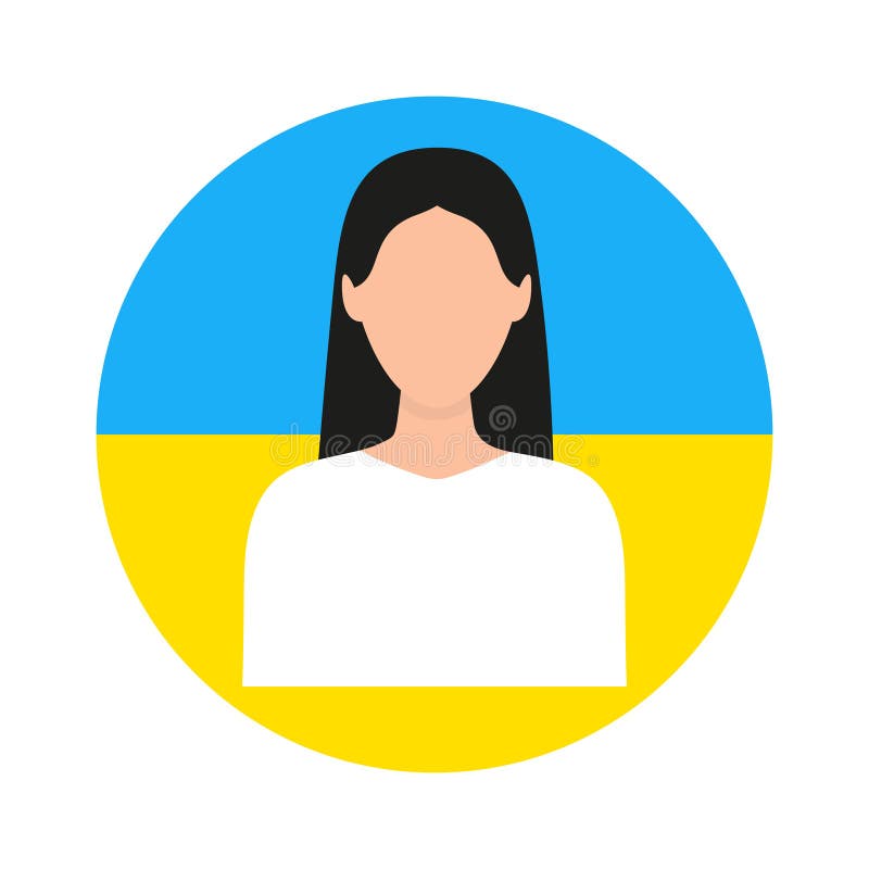Female Avatar in Ukrainian Flag. Woman Icon in Round Shape Stock ...